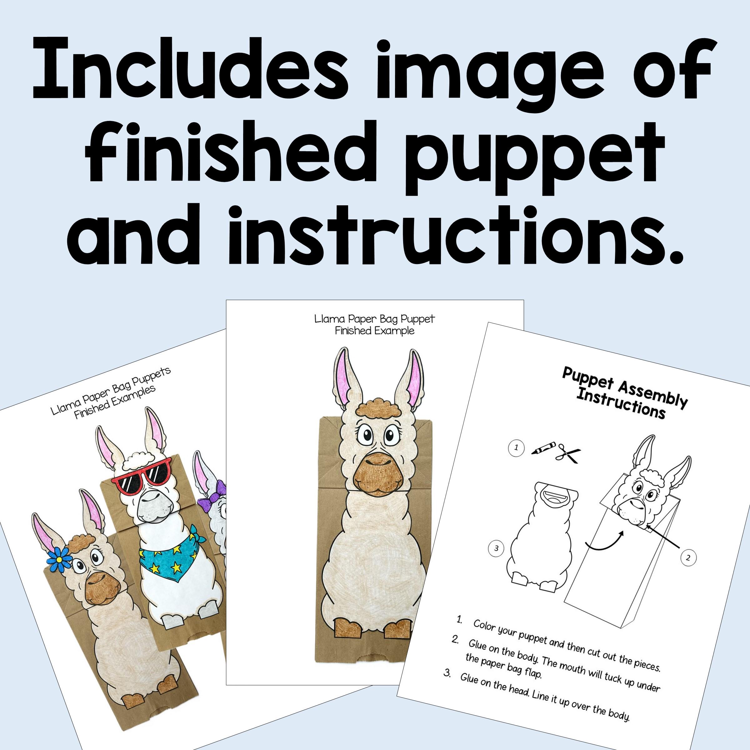 Fun Llama Paper Bag Puppet Craft Activity for Kids - Etsy