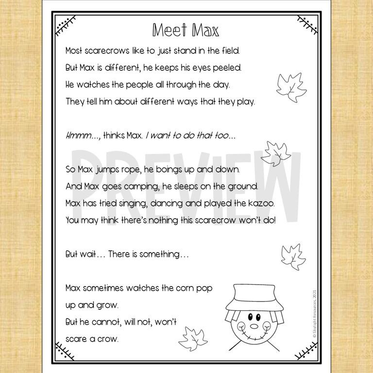 Meet My Scarecrow FALL Reading, Writing, Drawing and Craft Activity for ...