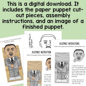 Martin Luther King Jr. Paper Bag Puppet | Black History Month Craft ...