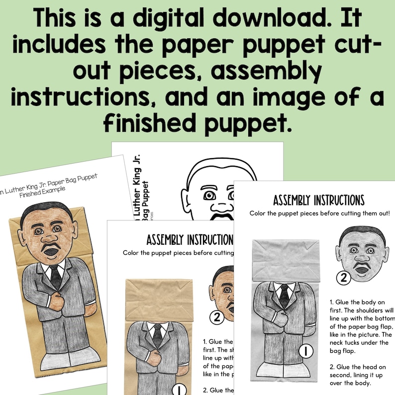 Martin Luther King Jr. Paper Bag Puppet | Black History Month Craft ...