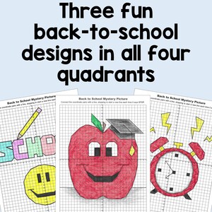 Back to School Coordinate Plane Graphing Pictures Four Quadrant - Etsy
