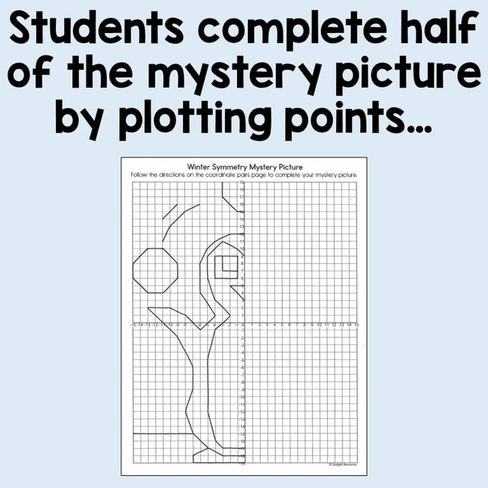 Winter Coordinate Plane Graphing Pictures Four Quadrant Symmetry Math ...