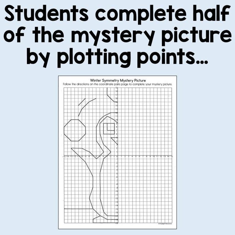 Winter Coordinate Plane Graphing Pictures Four Quadrant Symmetry Math ...