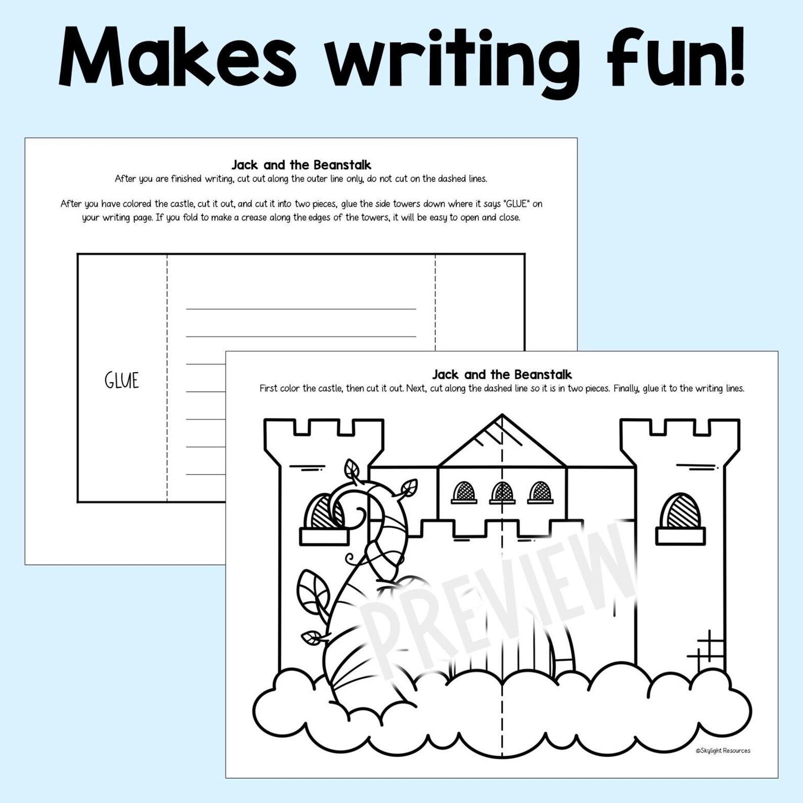 Jack and the Beanstalk Fun Writing Craft With Prompts - Etsy