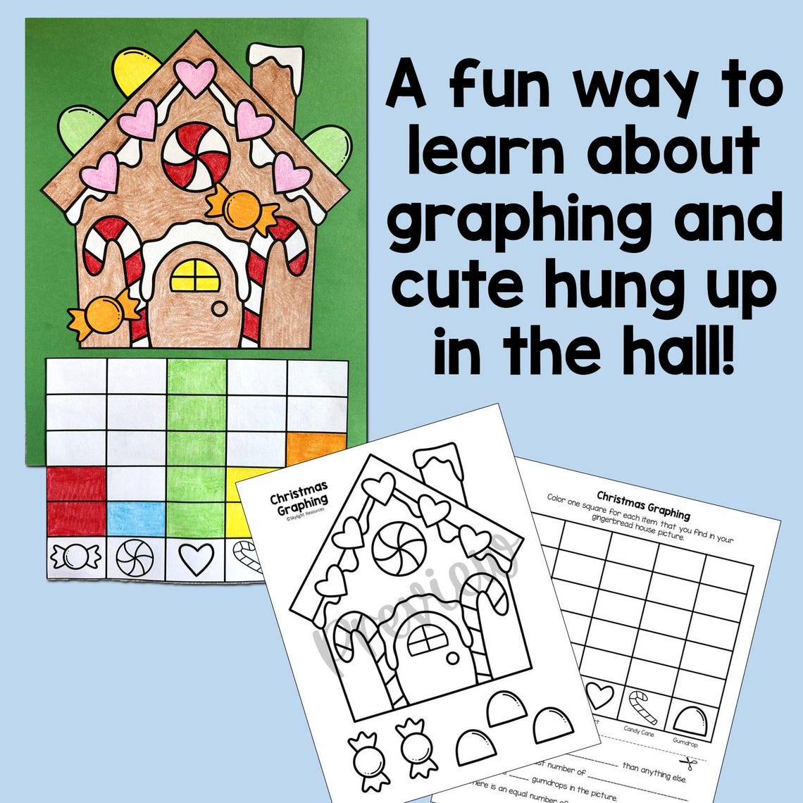 Christmas Graphing Fun Gingerbread House Math Craft Activity for Kids ...
