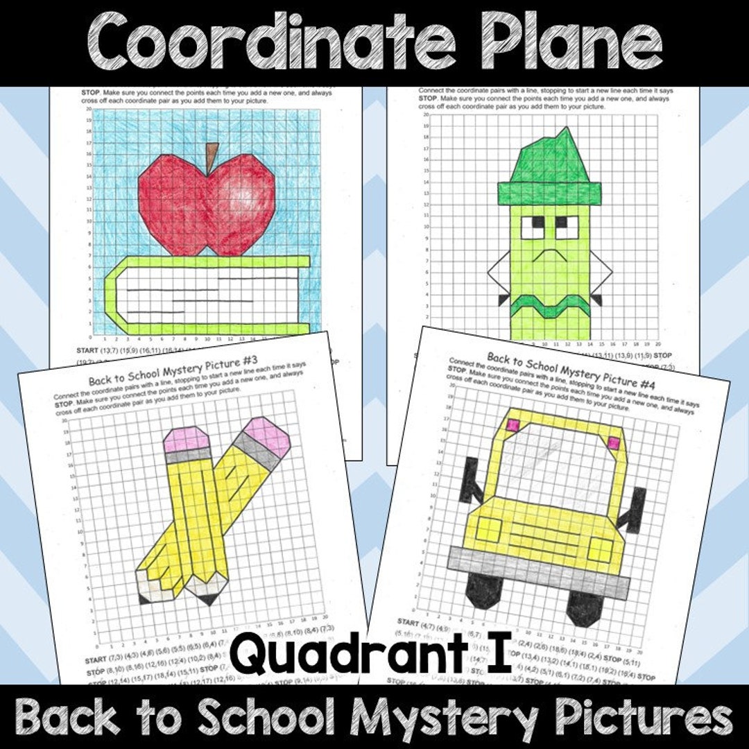 Back to School Coordinate Plane Mystery Pictures in Quadrant I - Etsy