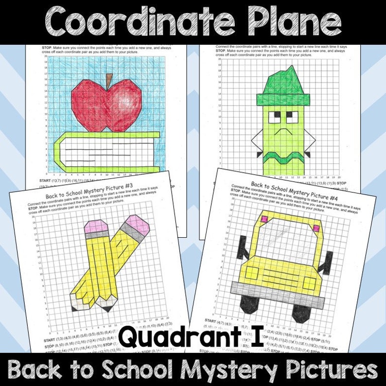 Back to School Coordinate Plane Mystery Pictures in Quadrant I - Etsy