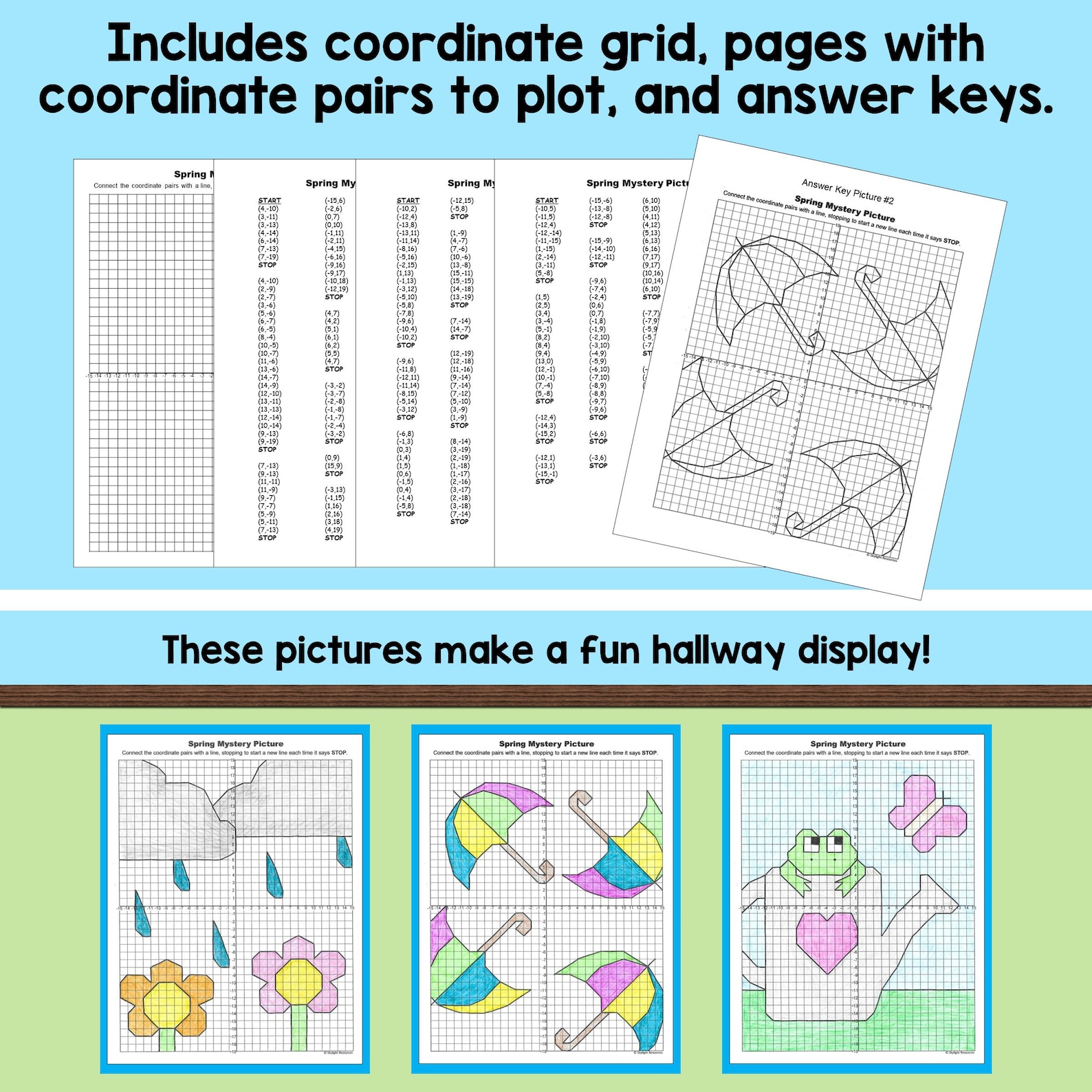 Spring Coordinate Plane Graphing Pictures Four Quadrant Math Activity ...