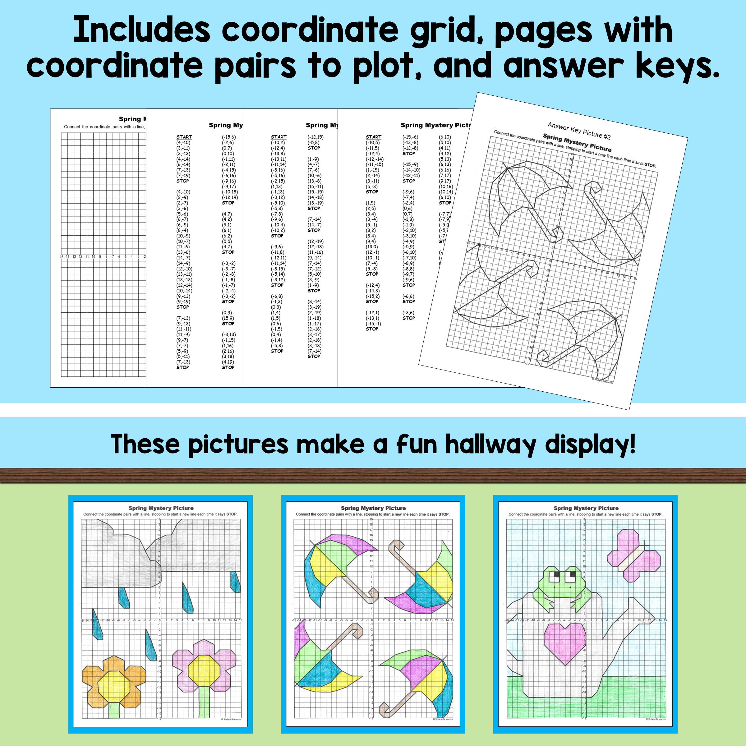 Spring Coordinate Plane Graphing Pictures Four Quadrant Math Activity ...