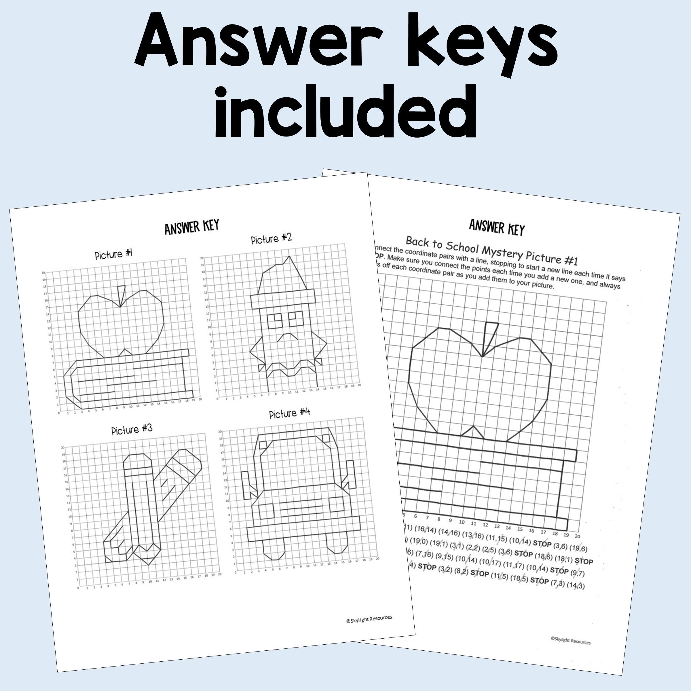 Back to School Coordinate Plane Mystery Pictures in Quadrant I - Etsy