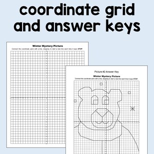 Winter Coordinate Plane Graphing Pictures in Four Quadrants - Etsy