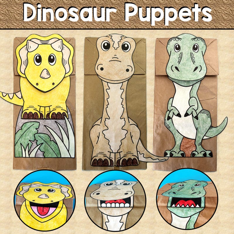 Dinosaur Puppet Template - Etsy