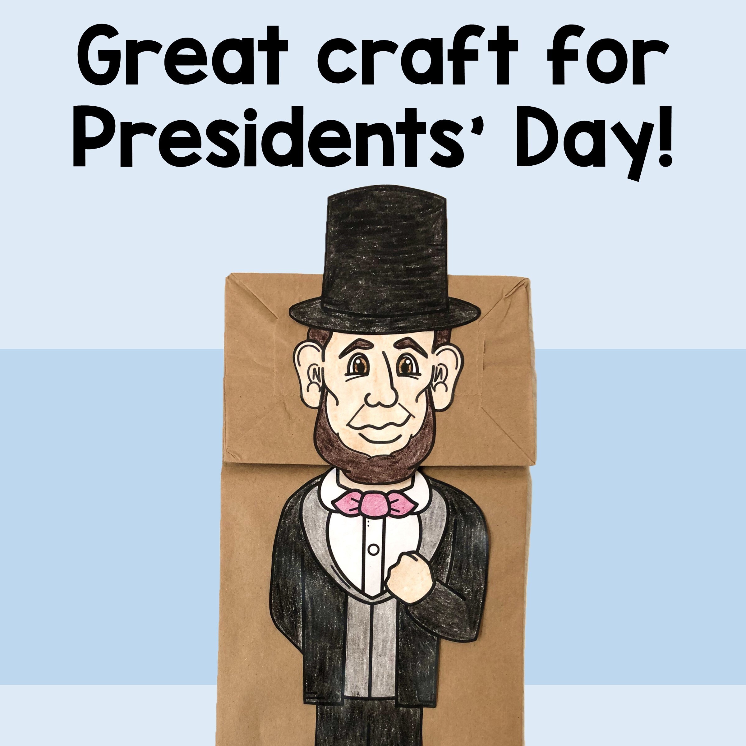Abraham Lincoln Presidents' Day Paper Bag Puppet Kids Craft Activity - Etsy