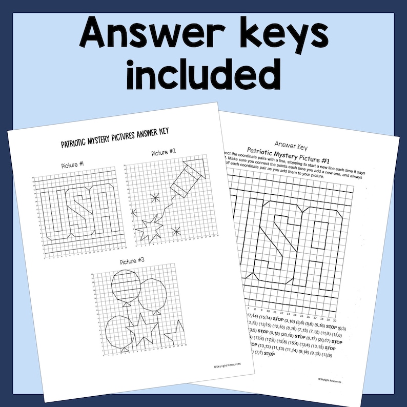 Patriotic Coordinate Plane Mystery Graphing Pictures in - Etsy