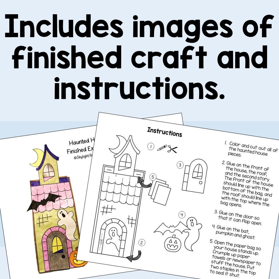 Halloween Haunted House Paper Bag Craft Activity for Kids - Etsy