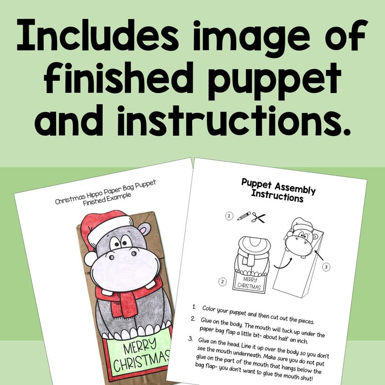 I Want a Hippopotamus for Christmas | Fun Hippo Paper Bag Puppet for ...