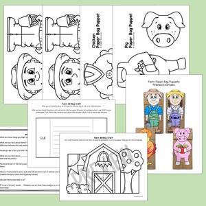 Farm Crafts | Paper Bag Puppets and Barn Writing Craft Activity for ...