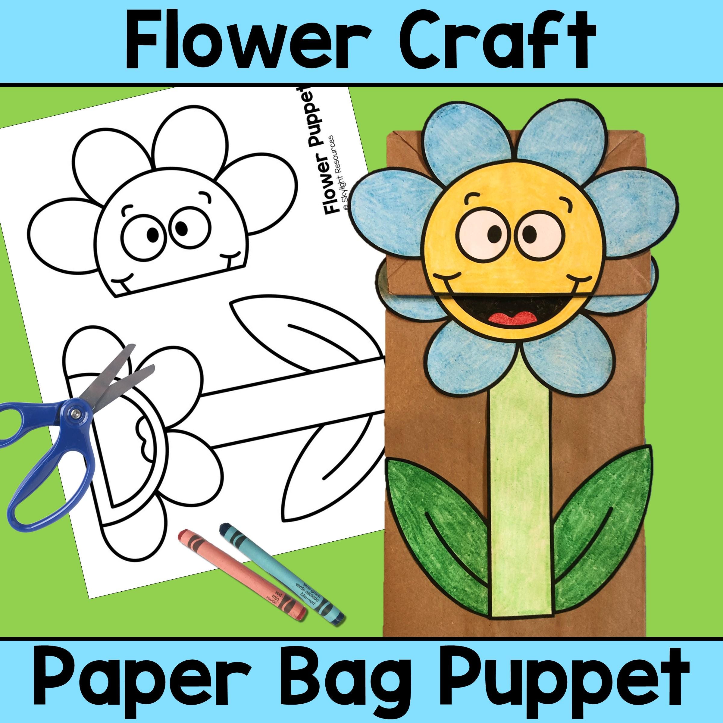 Flower Paper Bag Puppet Kids Craft Activity for Spring or Summer - Etsy