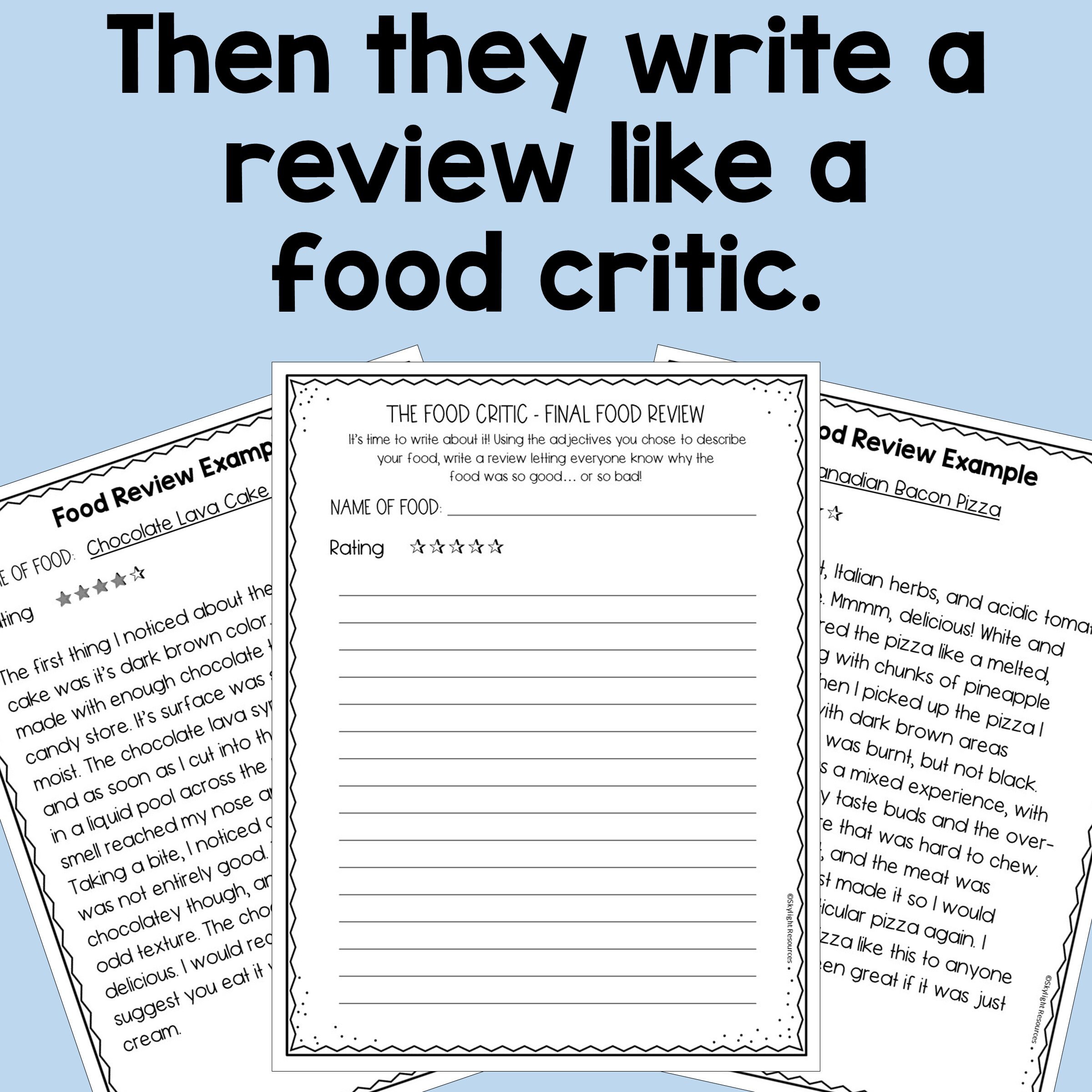 Write Like a Critic Food Science Classroom Activity for 5th 7th Grade ...