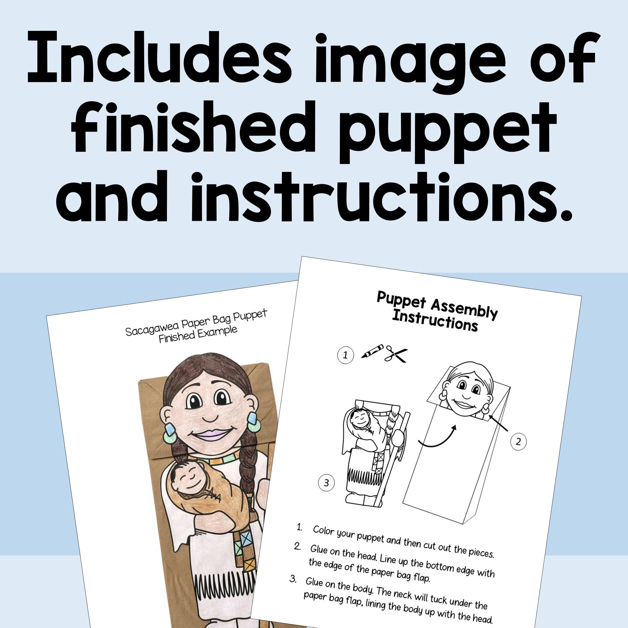 Sacagawea Paper Bag Puppet for Women's History Month or Native American ...