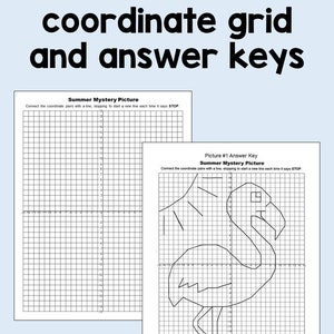 Summer Coordinate Plane Graphing Mystery Pictures Four Quadrant Math ...
