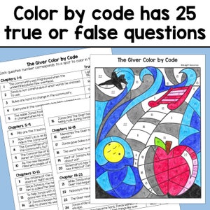 The Giver Word Search and Color by Code | Fun Book Activity Bundle for ...