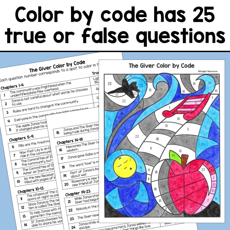 The Giver Word Search and Color by Code Fun Book Activity Bundle for ...