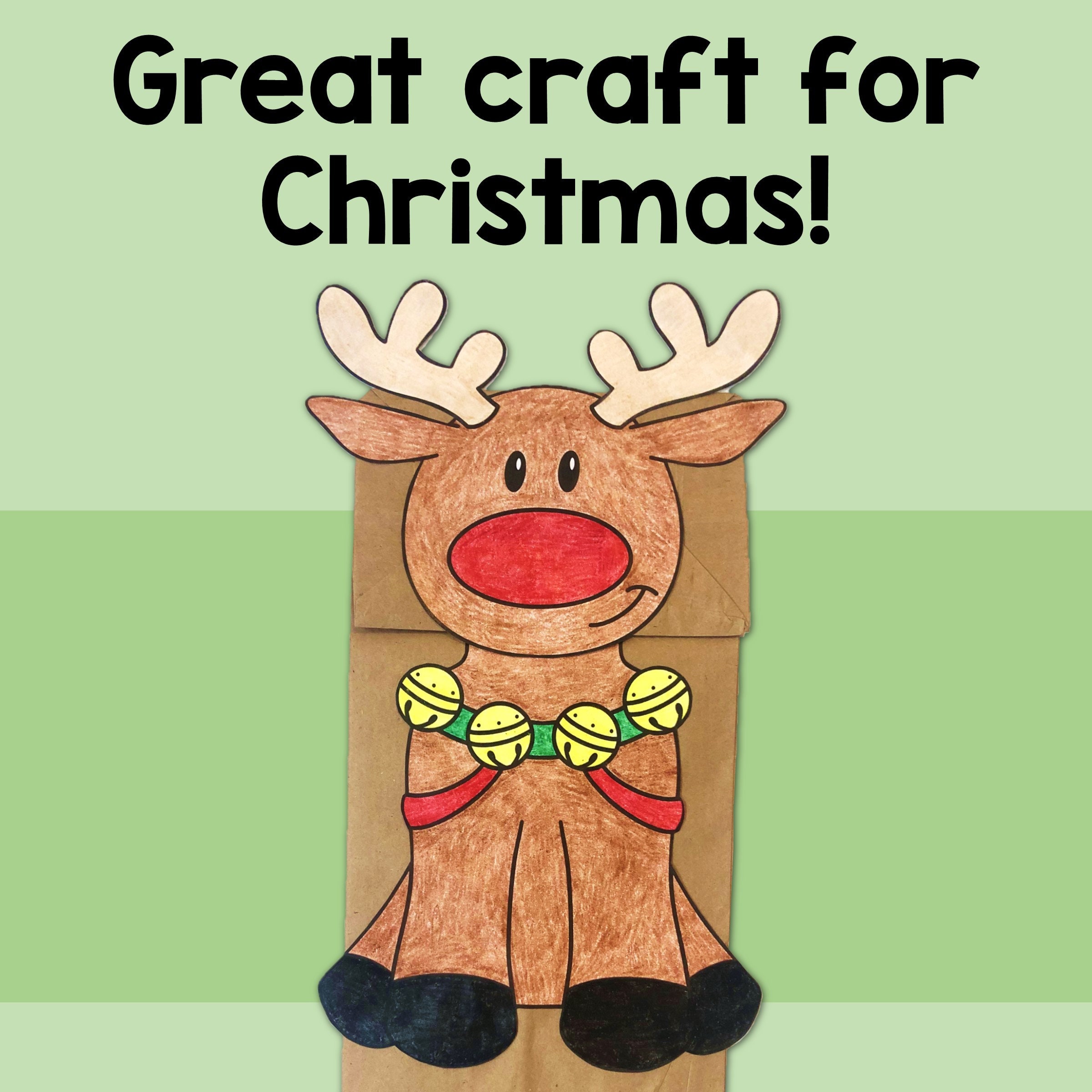 Santa's Reindeer Christmas Paper Bag Puppet Craft Activity for Kids - Etsy