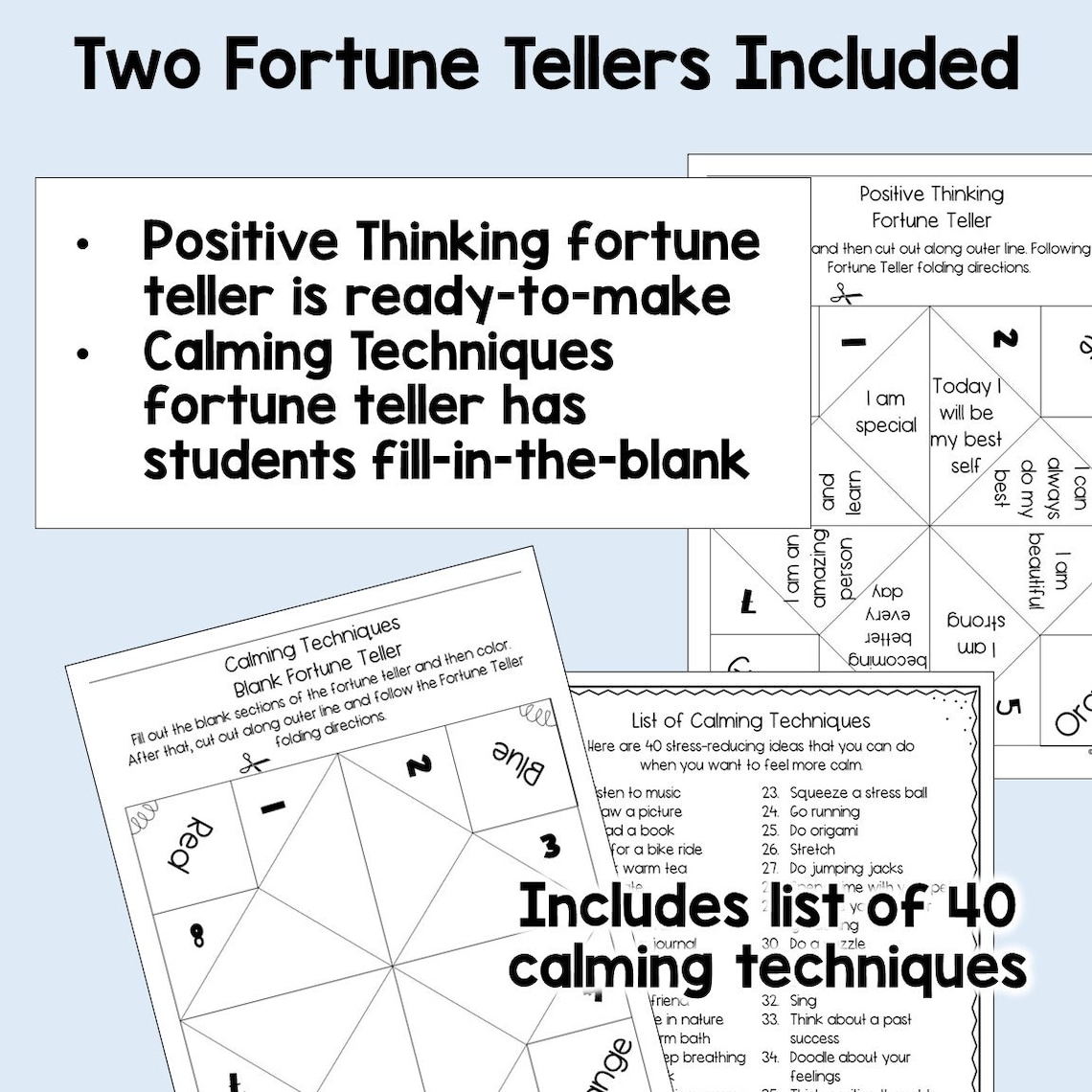 Mental Health Fortune Tellers Social Emotional Learning Activity | SEL ...