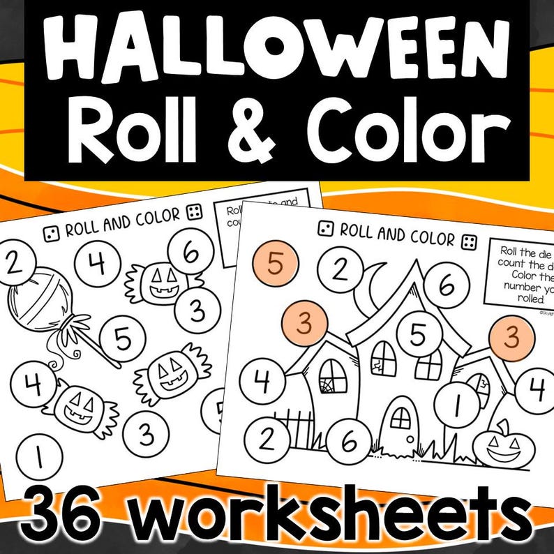 Roll and Color | Halloween Themed Math | Number Recognition, Counting ...
