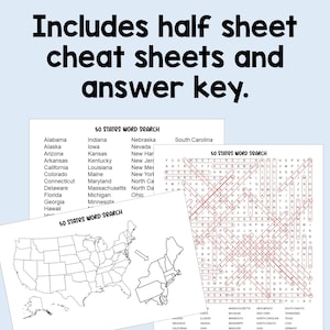 50 States Word Search Puzzle With Two Fun Options | Kids Social Studies ...