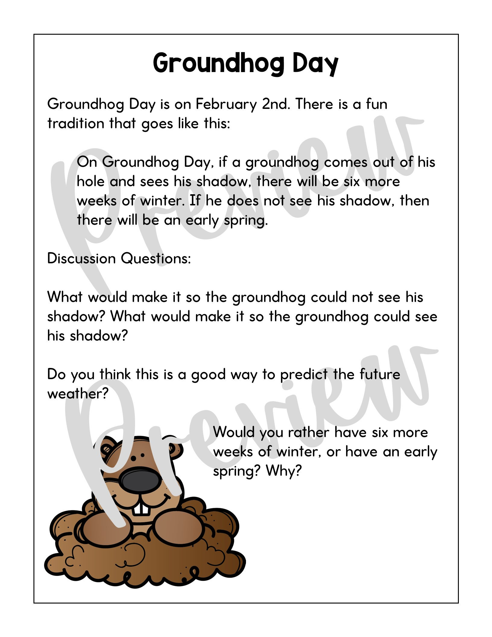 Groundhog Day Paper Plate Craft and Writing Activity | Fun February ...