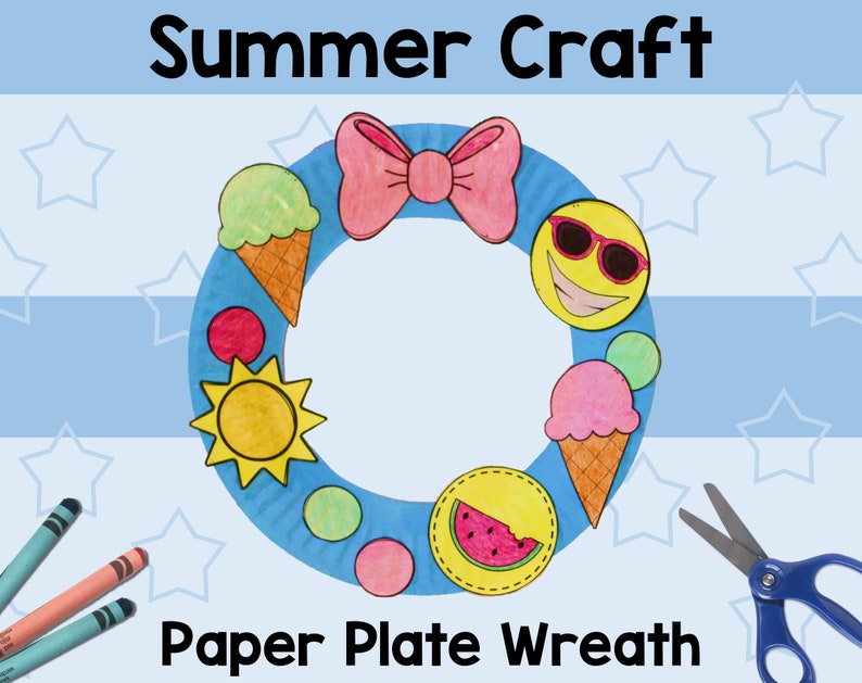 Summer Wreath Paper Plate Craft Activity for Kids - Etsy