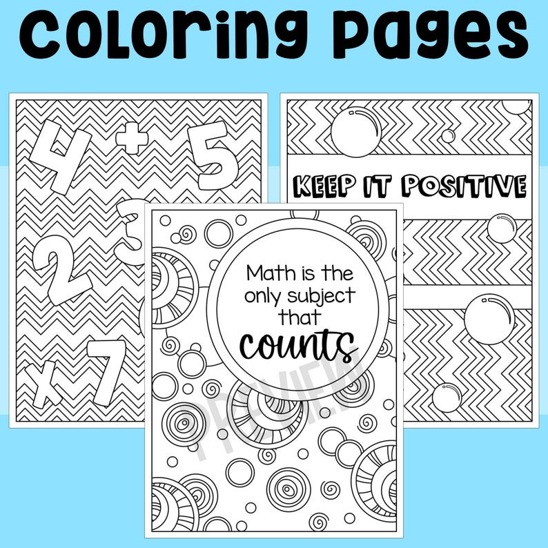 Math Coloring Pages: Fun Art Activity for Students (digital Download ...