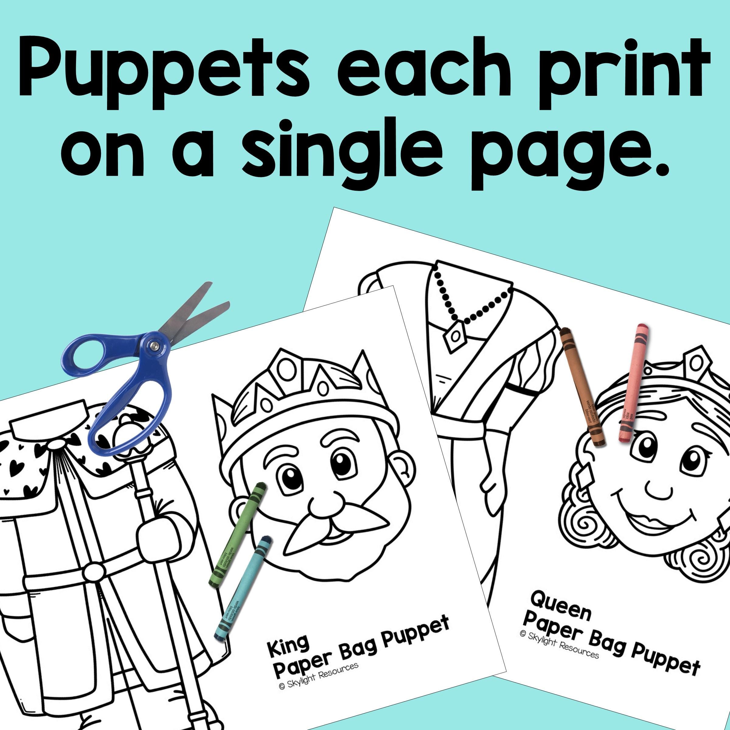 King and Queen Paper Bag Puppets Fun Craft Activity for Kids - Etsy