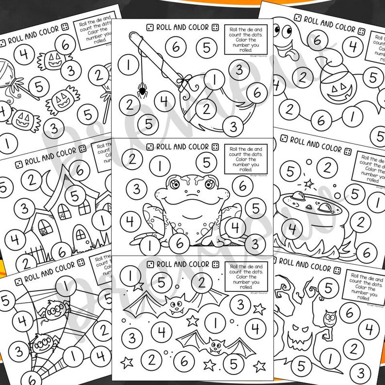 Roll and Color | Halloween Themed Math | Number Recognition, Counting ...