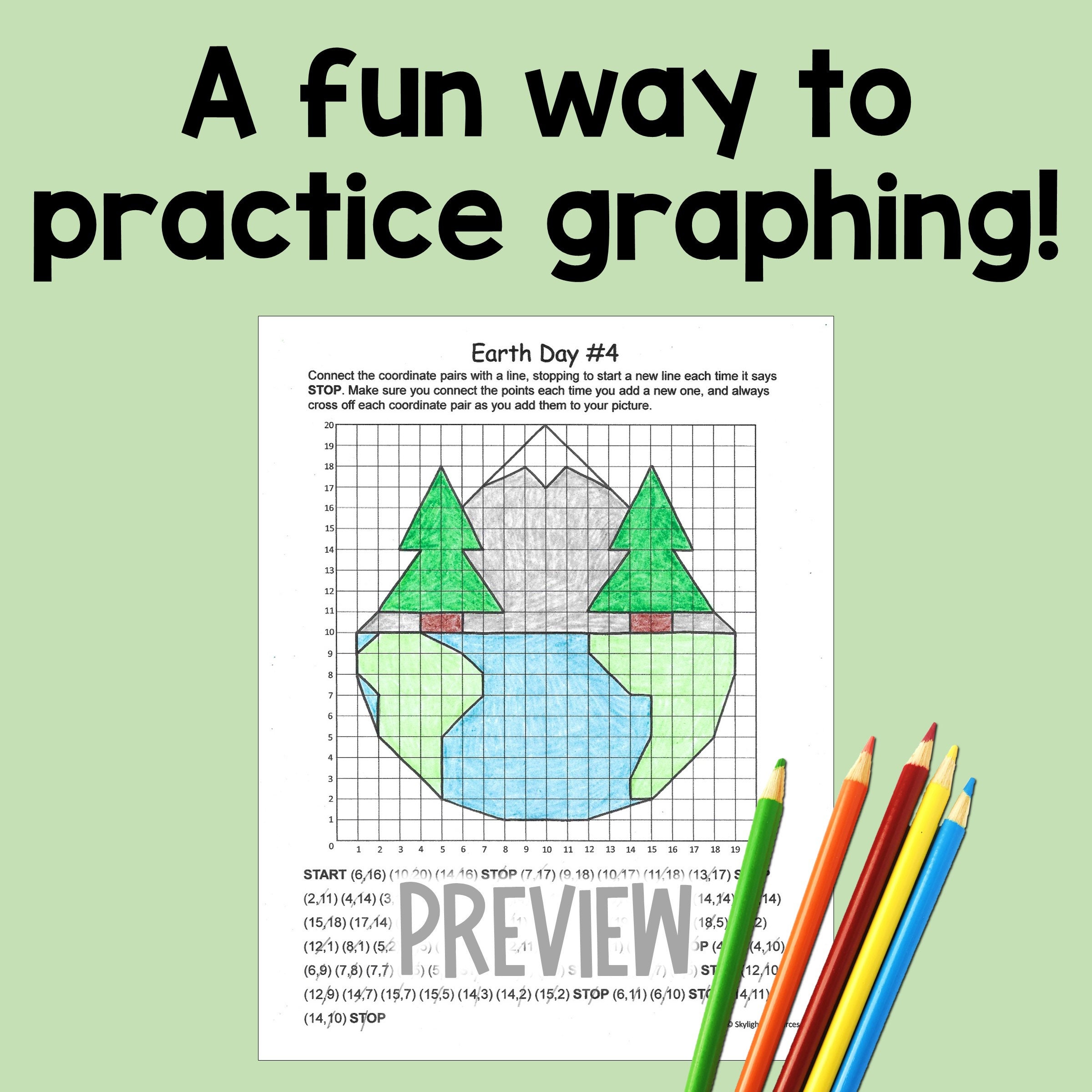 Earth Day Math Coordinate Plane Mystery Pictures in Quadrant I - Etsy