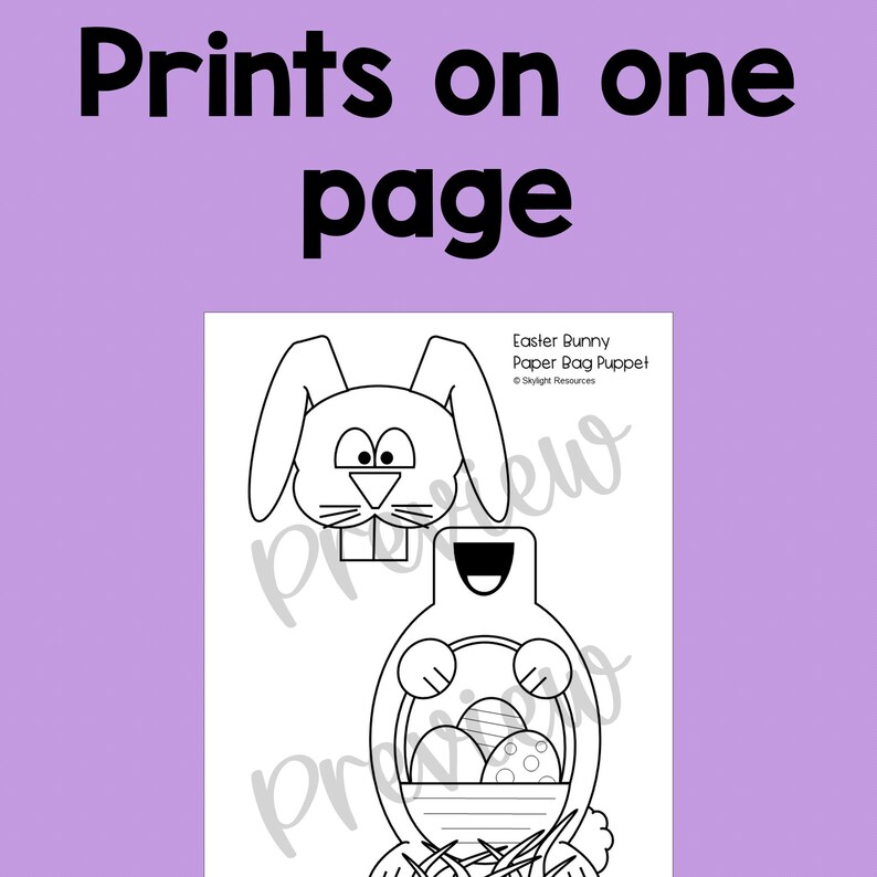 Easter Bunny Paper Bag Puppet Kids Craft Activity for School or Home - Etsy