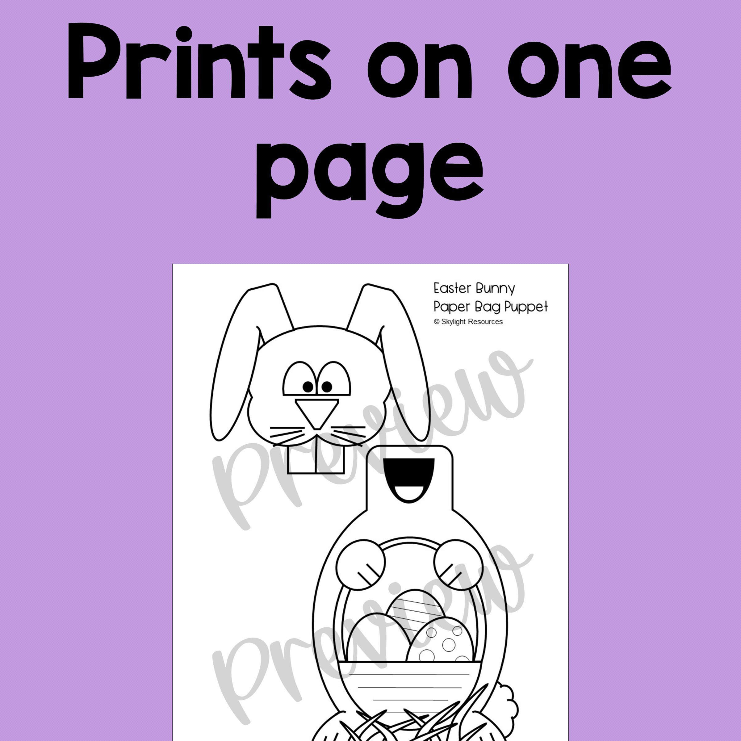 Easter Bunny Paper Bag Puppet Kids Craft Activity for School or Home - Etsy