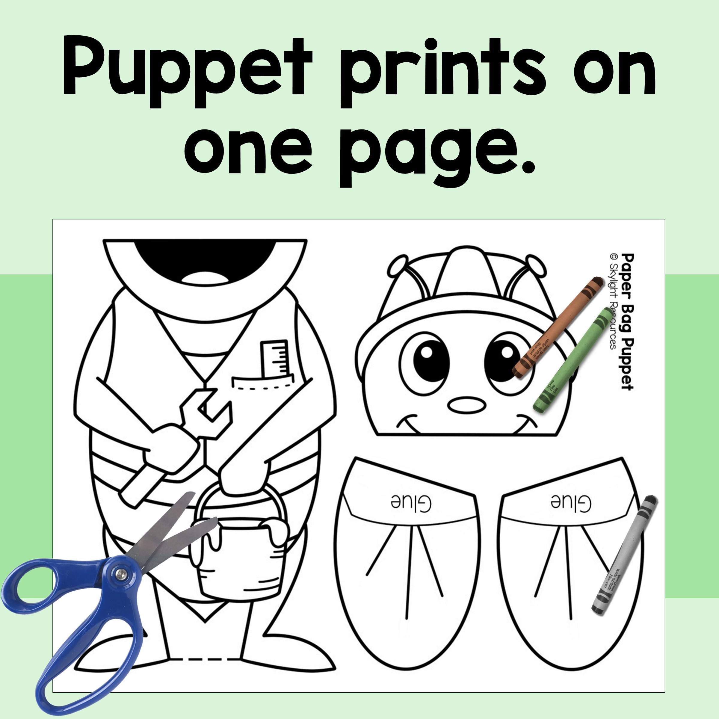 Bee Paper Bag Puppet Activity, Spring Pollinator Craft Template, Fun ...