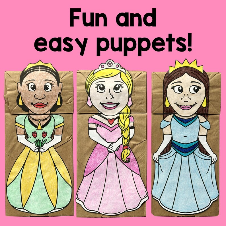 Princess Paper Bag Puppets | Fun Craft Activity for Kids - Etsy