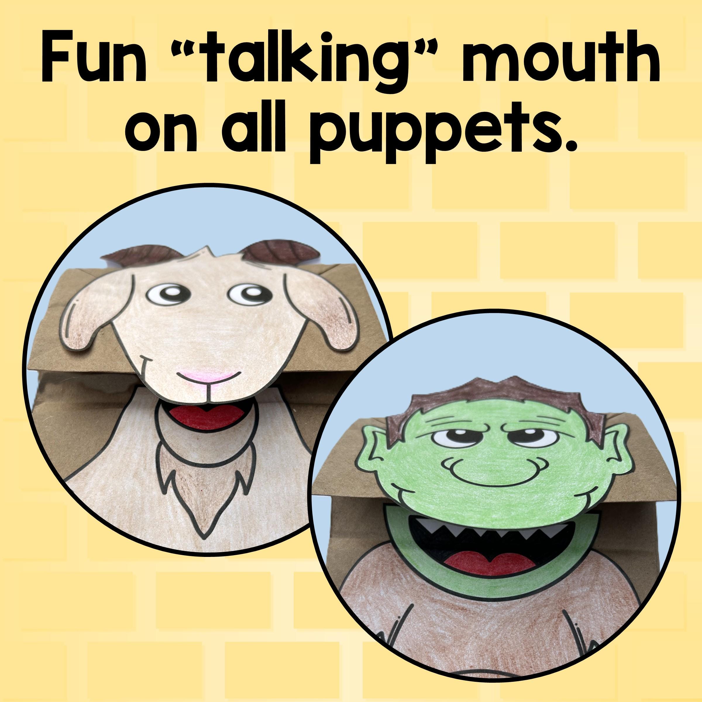 Three Billy Goats Gruff Paper Bag Puppets Story Retell Craft Activity ...