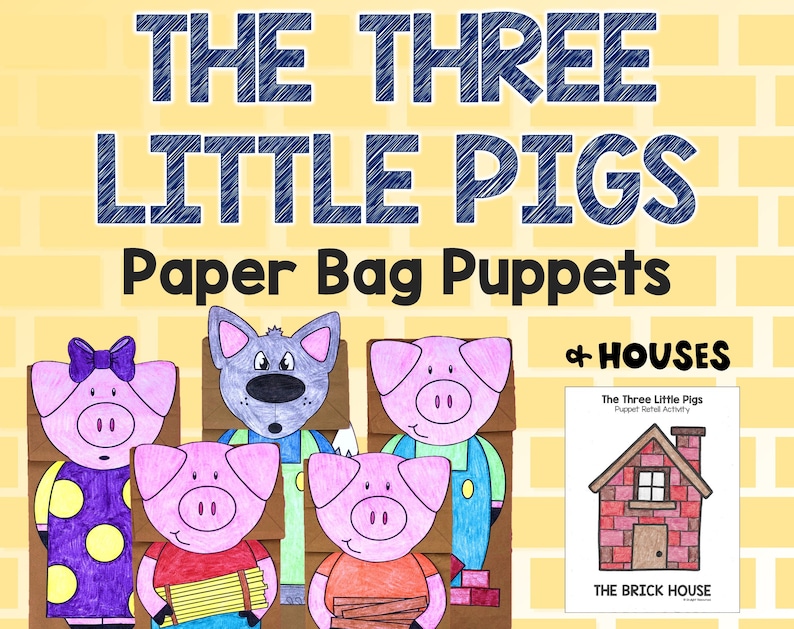 The Three Little Pigs | Paper Bag Puppets | Story Retell Craft ...