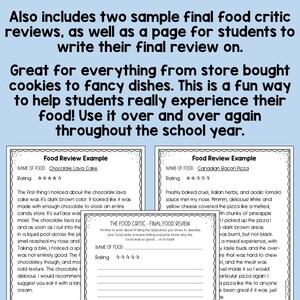 Write Like a Critic Food Science Classroom Activity for 5th - 7th Grade ...