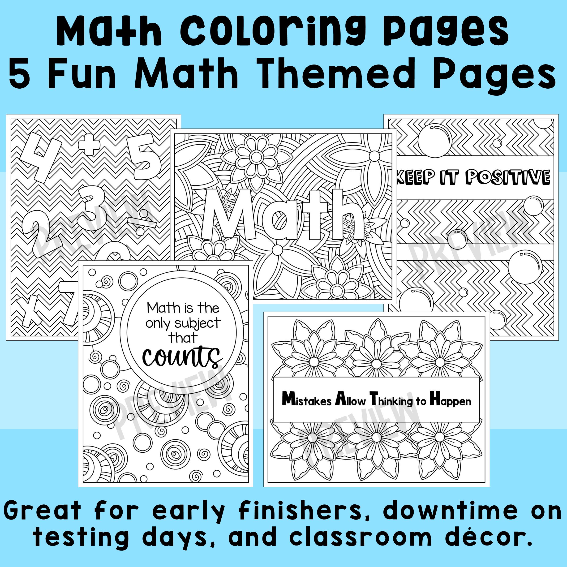 Math Coloring Pages: Fun Art Activity for Students (digital Download ...