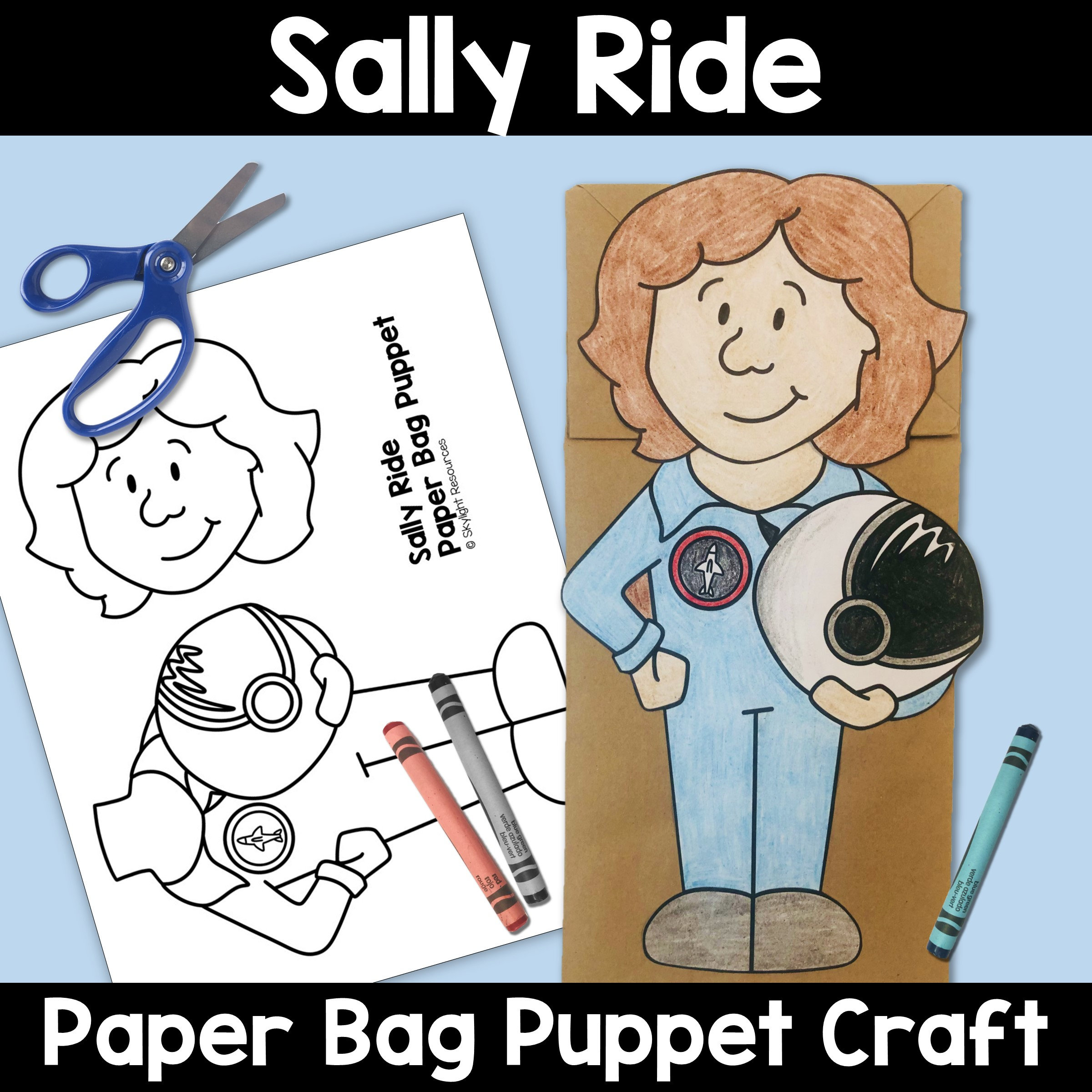 Women's History Month Paper Bag Puppet | Sally Ride Craft Activity - Etsy