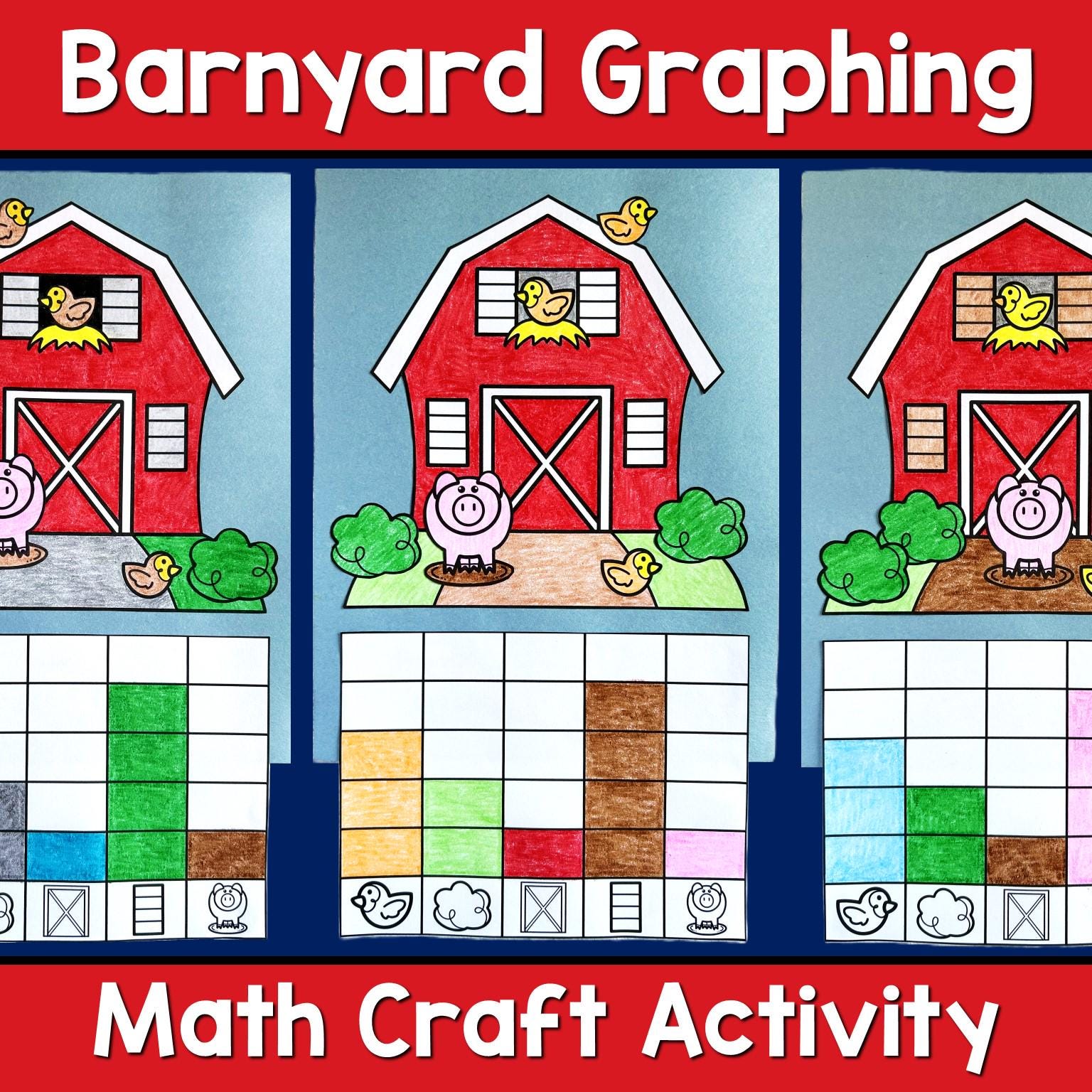 Barn and Animals Graphing | Fun Farm Math Craft Activity for Kids - Etsy