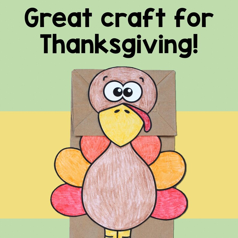 Thanksgiving Turkey Paper Bag Puppet Craft Activity for Kids - Etsy
