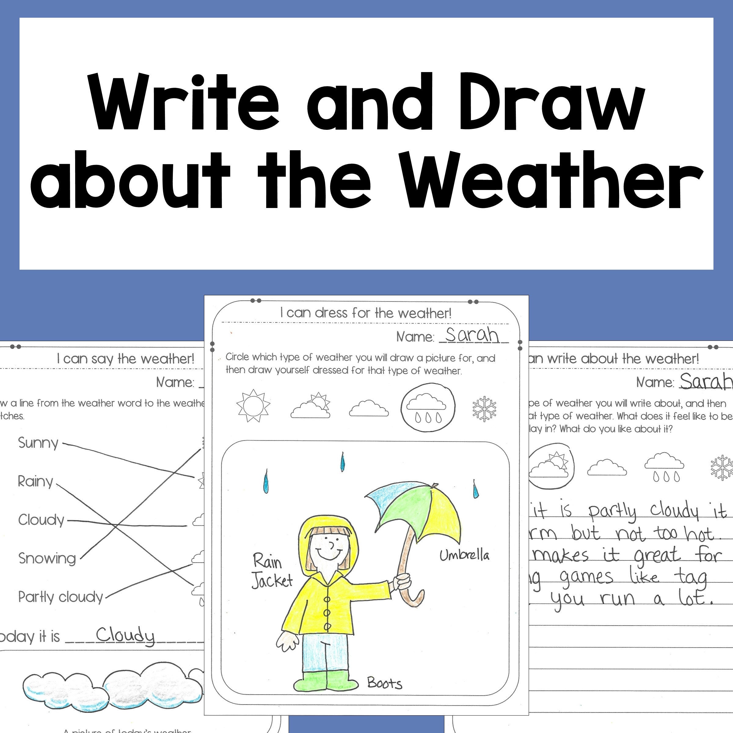 Track, Draw and Write the WEATHER Worksheets for Kids - Etsy