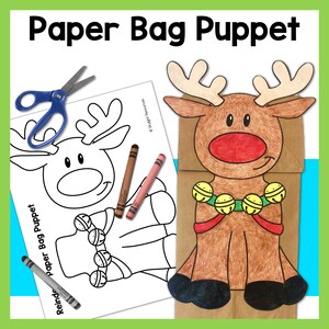 Santa's Reindeer Christmas Paper Bag Puppet Craft Activity for Kids - Etsy